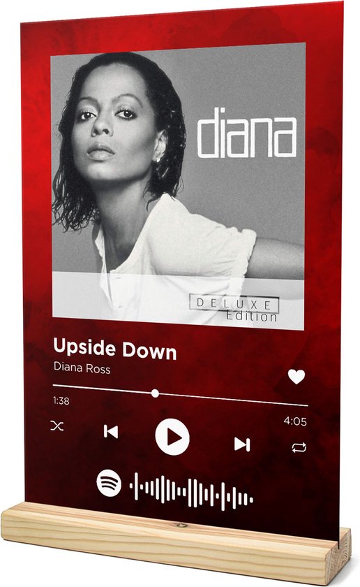 Songr Spotify Muziek Bordje - Upside Down - Diana Ross - 20x30 - Rood ...