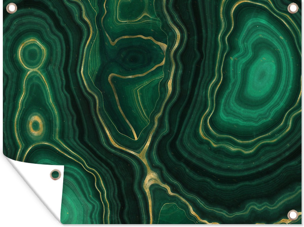 Muurdecoratie buiten Gold - Groen - Agaat steen - Geode - Marmer ...