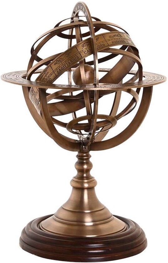 Wereldbol DKD Home Decor Gouden Vintage Blik Mangohout (20 x 20 x 28 cm) | bol