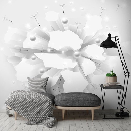 Fotobehang - Vlies Behang - White Abstract - 3D - 416 x 290 cm | bol