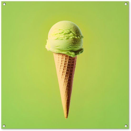 Tuinposter 100x100 cm - Tuindecoratie Hoorntje - Schepijs - Groen ...