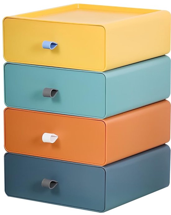 Goodivery® Stapelbare opbergdozen met laden in vier kleuren voor bureau ...