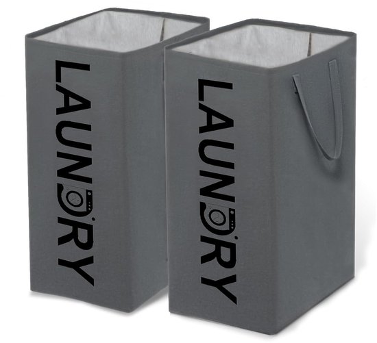 Grote wasmanden - multifunctioneel - set van 2 - grijs - canvas - 60 x ...