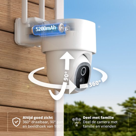 FlinQ Slimme Beveiligingscamera Dome Guard - Oplaadbaar via USB & Zonne ...