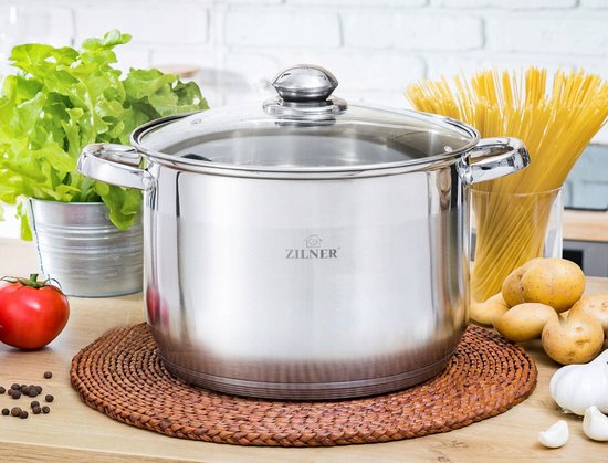 Zilner Stalen Pan met Deksel - 20cm / 3.5L - Zilverkleurig | bol