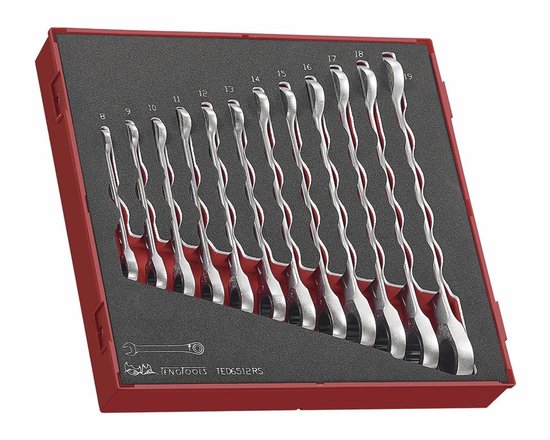 Ratel-steekringsleutels set Foam2 tray 8- 19mm 12 delig Teng Tools | bol