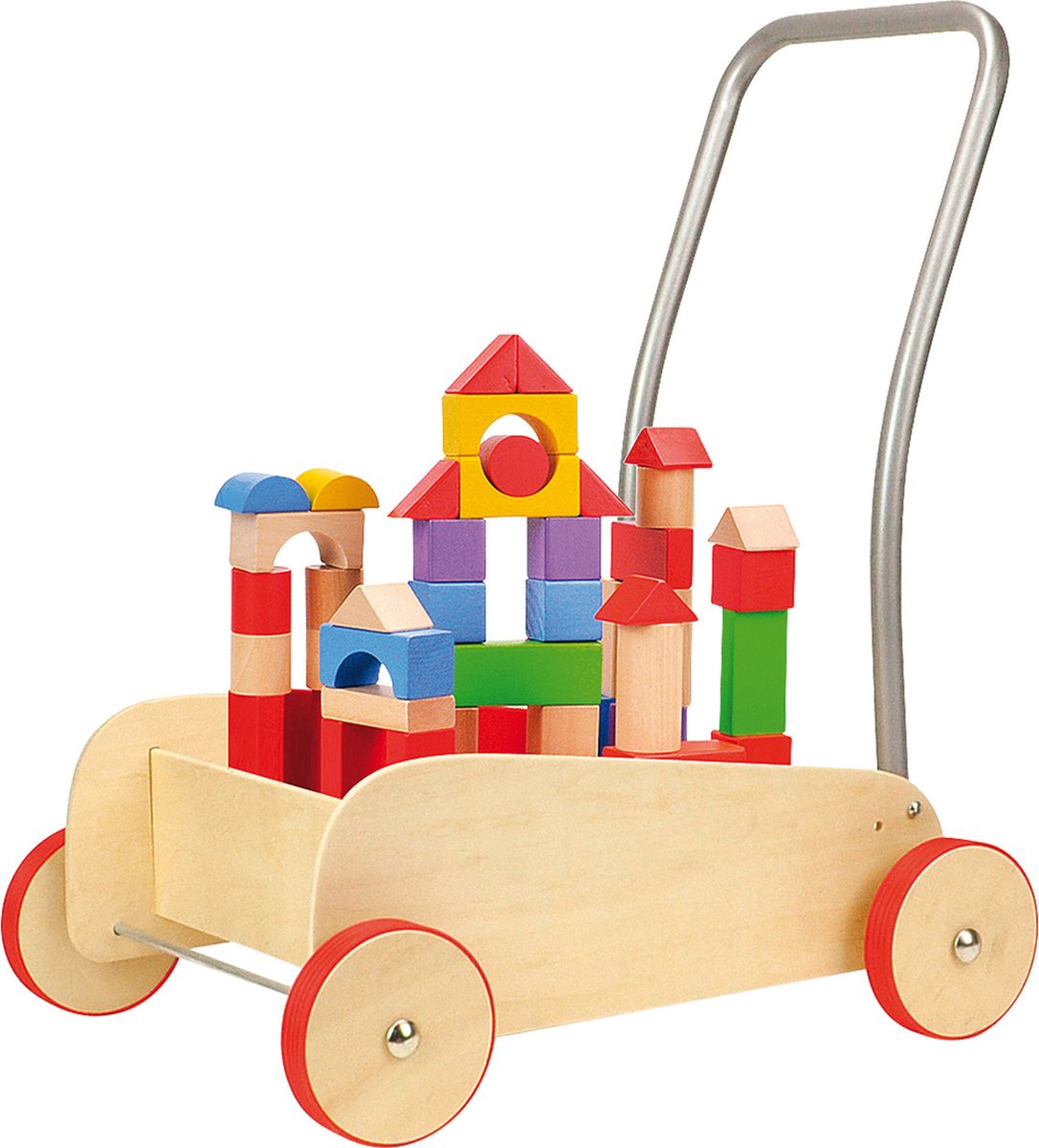 Loopwagen - Hout - Voor baby- leren lopen en leren bouwen! - Babywalker ...