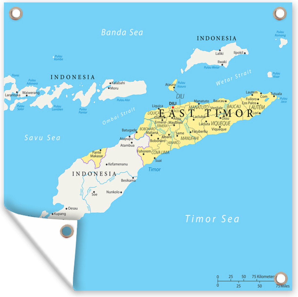 Tuindoek de kaart van Oost-Timor - 100x100 cm | bol.com