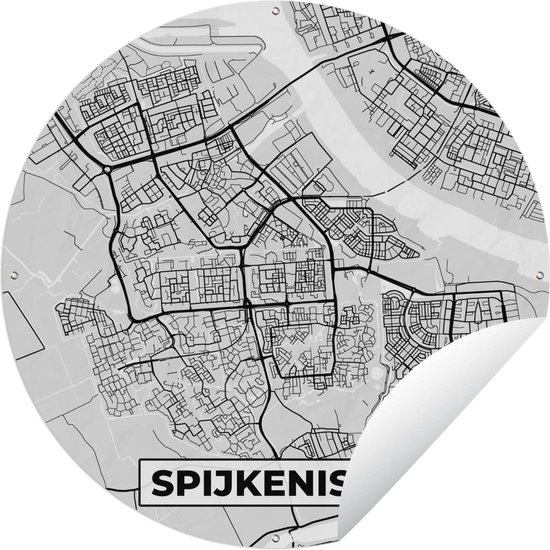 Garden Circle City Map - Spijkenisse - Grijs - Wit - 60x60 cm - Affiche ...