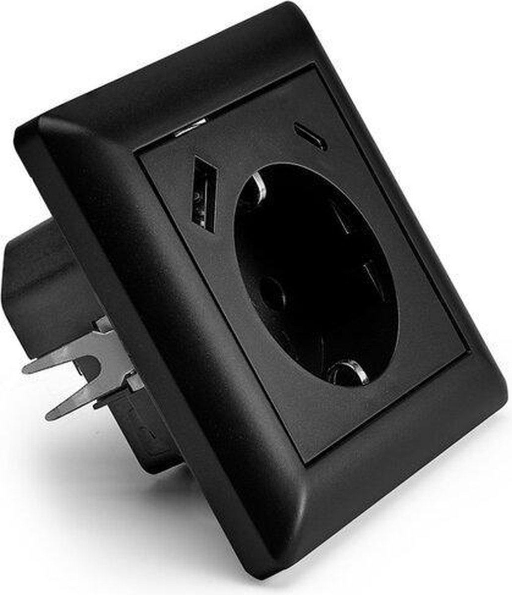 LEDmaxx Inbouw USB Type A En C Contactdoos - Zwart | bol.com
