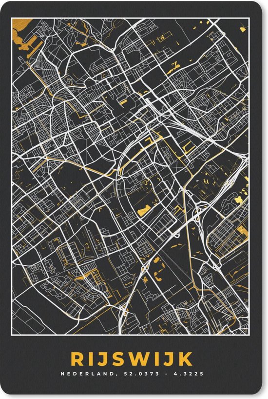 Kaart - Rijswijk - Goud - Zwart | bol.com
