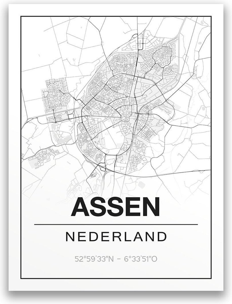 Poster/plattegrond ASSEN - 30x40cm | bol.com