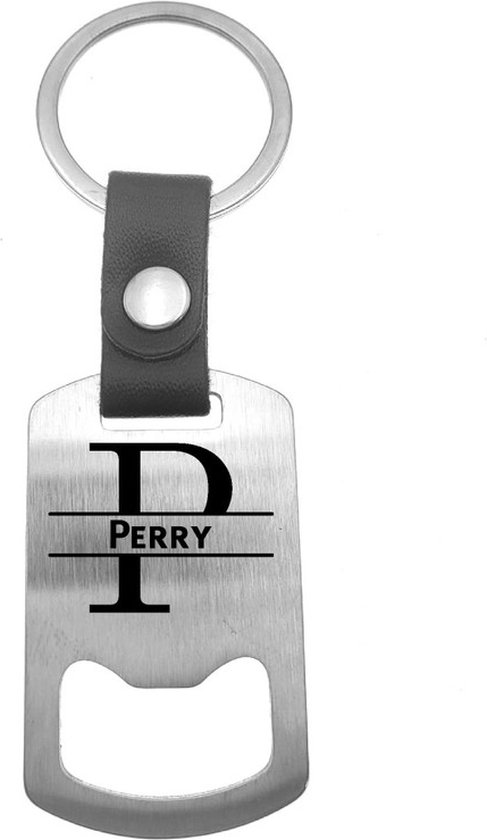Luxe Sleutelhanger RVS - Leer - Perry | bol