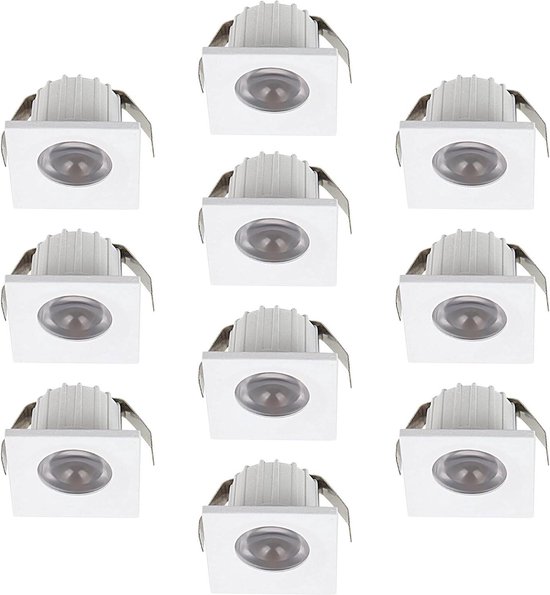 Mini LED inbouwspot 3W dimbaar Warm wit licht 3000K 300 lumen Vierkant ...