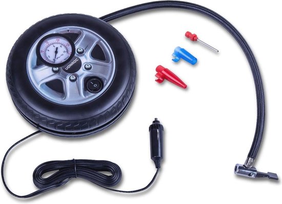 Mini Compressor 12V met Manometer - Max. 10 Bar en 3 Adapters | bol