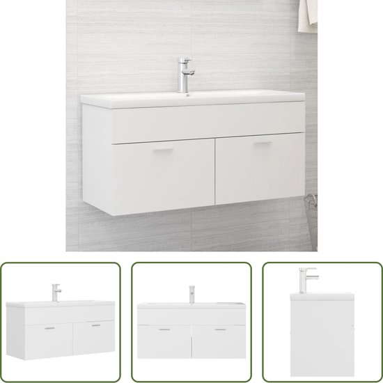 The Living Store Wastafelkast - Inbouwwastafel - Wit - 100 x 38.5 x 46 ...