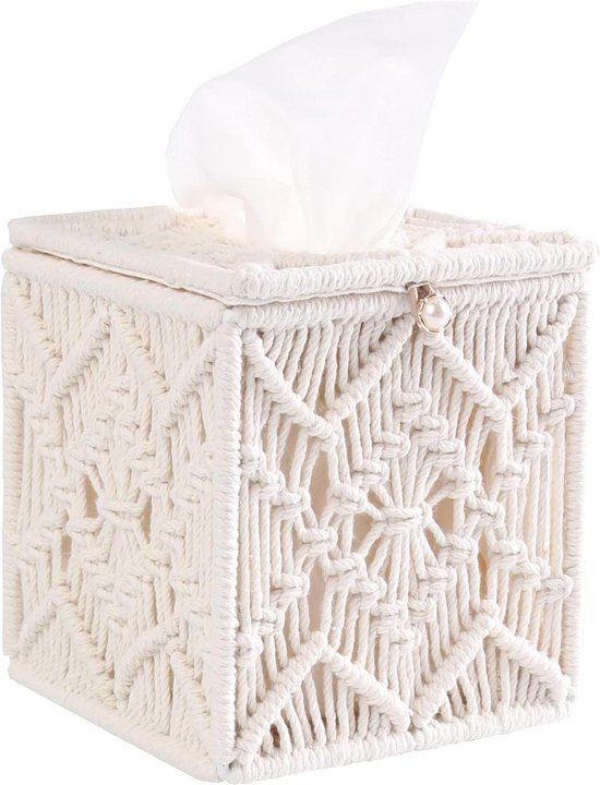 Boho Macrame Tissue Box Cover - Vierkante Tissue Houders - Badkamer ...