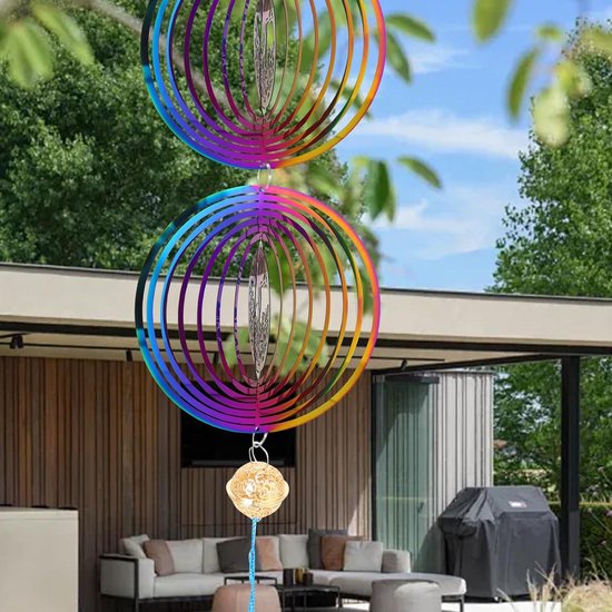 3D windgong met kwastje - Roterende stressverlagende windgongs - Buiten ...