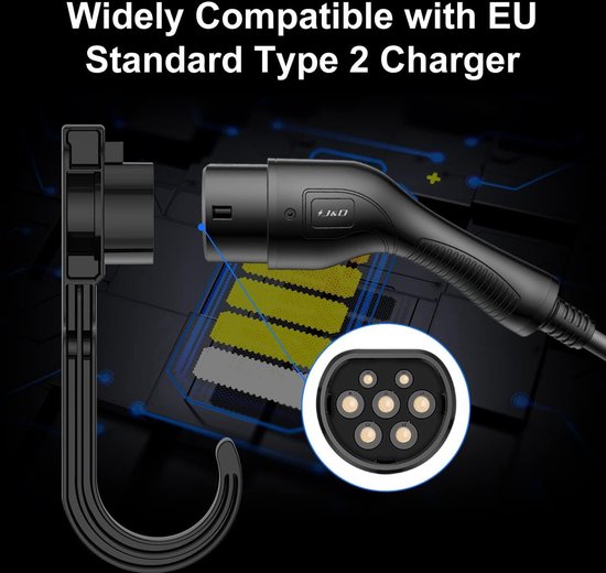 Type 2 Charging Cable Holder with Hook - Electric Vehicle Wall Bracket ...