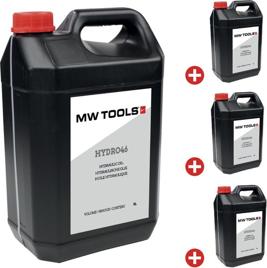Pack de 4 x 5L d'huile hydraulique Hydro 46. MW Tools PACK HYDRO 46 20L ...