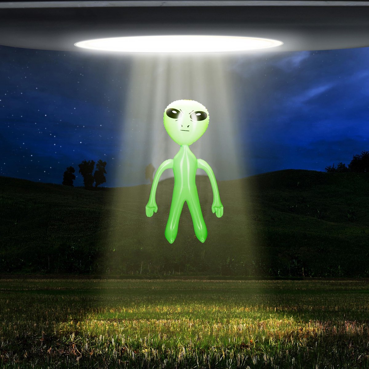 Relaxdays 10x opblaasbare alien opblaas alien marsmannetje party deco ...