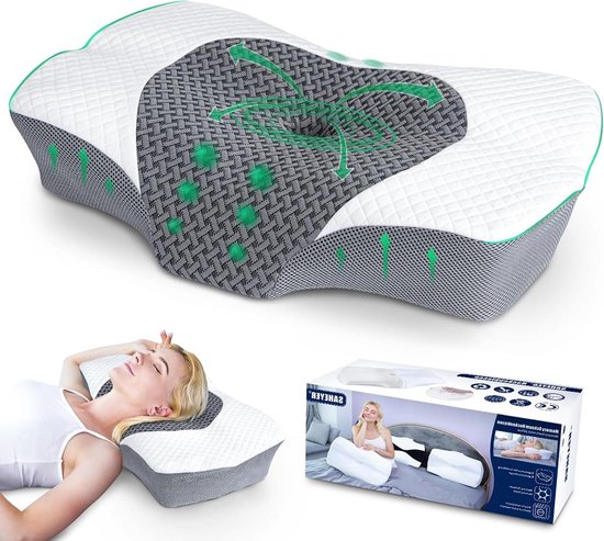 Zijslaapkussen traagschuim nekkussen voor nek en schouderpijn 60 x 40 x 11/13 cm... | bol