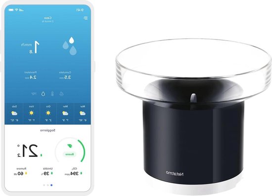 Regenmeter Draadloze Slimme Regenmeter Weerstation Zwart 13x11x13 cm | bol