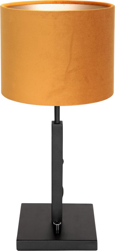 Tafellamp Stang met linnen kap | 1 lichts | geel / goud / zwart ...