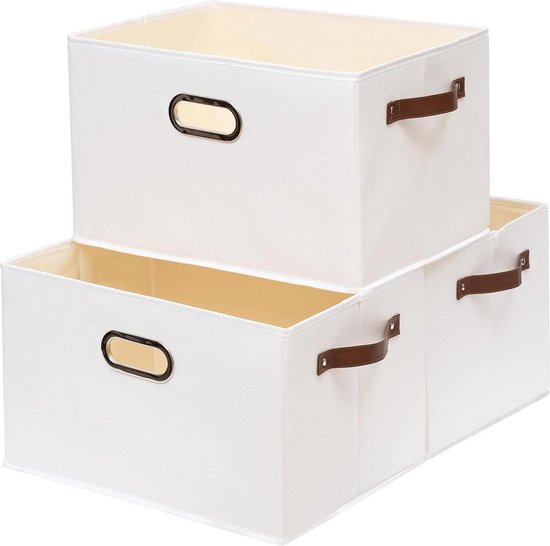 Opvouwbare opbergdozen open plank voor slaapkamer - Set van 3 - Wit ...