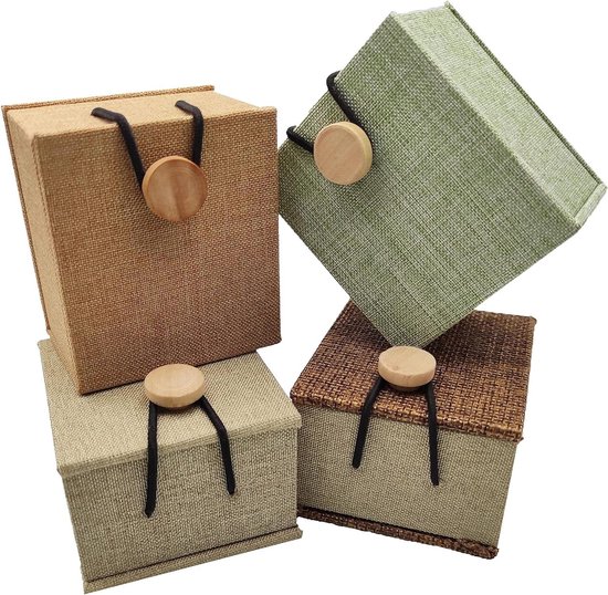 Linnen ringbox moderne kleuren - verloving en bruiloft - houten ...