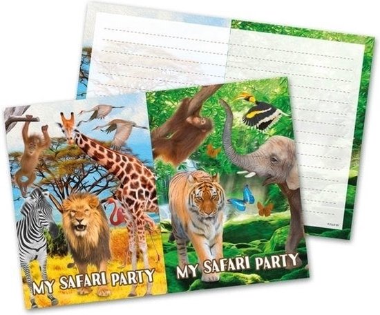 8x Safari/jungle themafeest uitnodigingen 27 cm. | bol