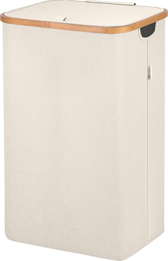 Wasmand XXL 100 L grote beige wasmand met deksel en handgrepen wasbak ...