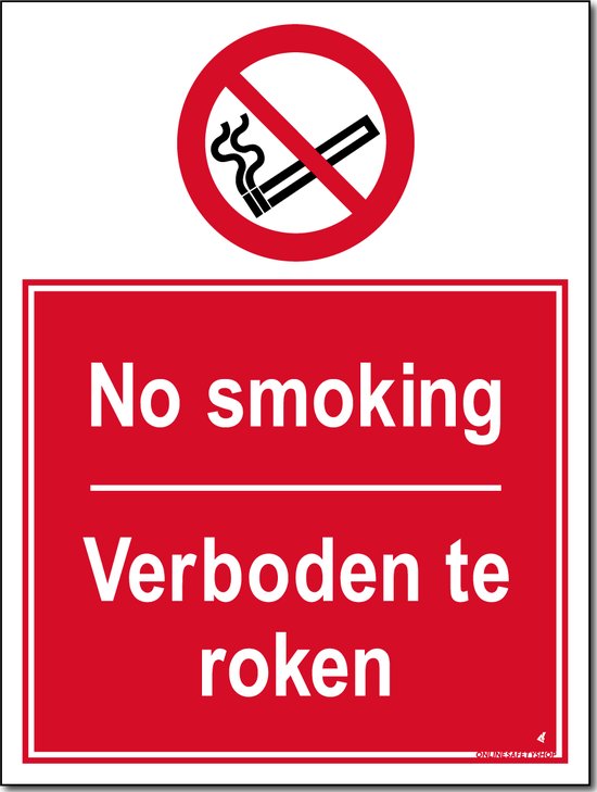 No smoking / Verboden te roken Bord/ - Bord 300 x 400 mm - (Aluminium ...