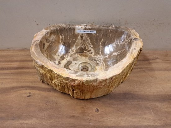 Waskom van versteend hout - 48x35x15cm - FL22761 | bol