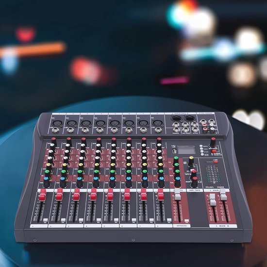 8-Kanaals Audio Mengpaneel met USB-interface en Fantoomvoeding | bol
