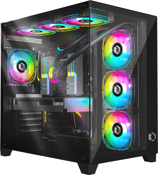 ARGB Gaming PC-behuizing met 7 ventilatoren - Middelse Toren ATX, Micro ...