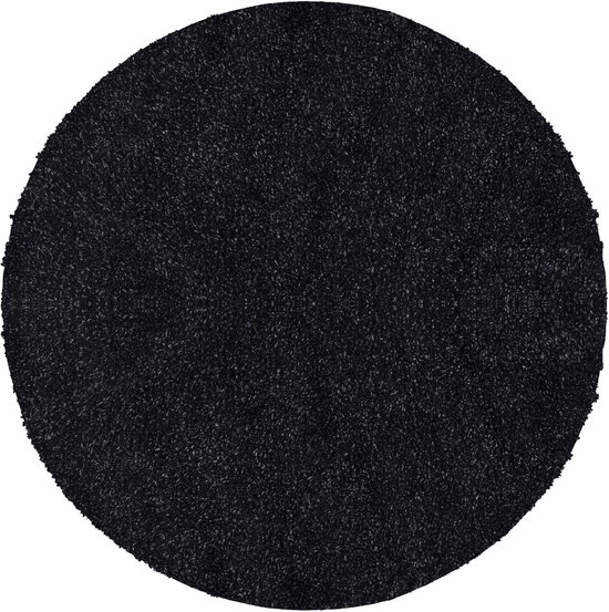 Rond Hoogpolig Antraciet Vloerkleed - Modern Tapijt voor Woonkamer ...