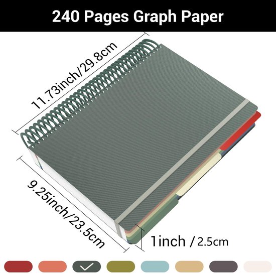 Ibenzoa® Hoogwaardig A4 Notitieboek met Geruit Papier en Spiraalbinding ...