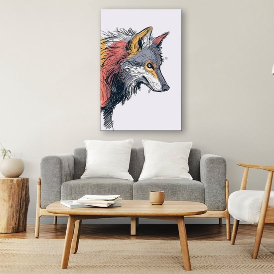 Kleurrijke schets van een vos - Vos poster - Poster dieren ...