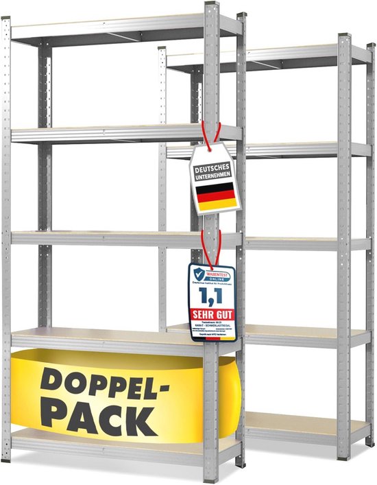 Zwaar Belasting Rek met 5 Verstelbare Planken - Set van 2 - Voor ...