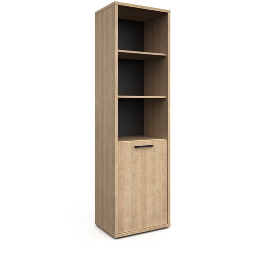 Hoge open kast Yumi Eiken - Breedte 60 cm - Hoogte 210 cm - Diepte 44 ...