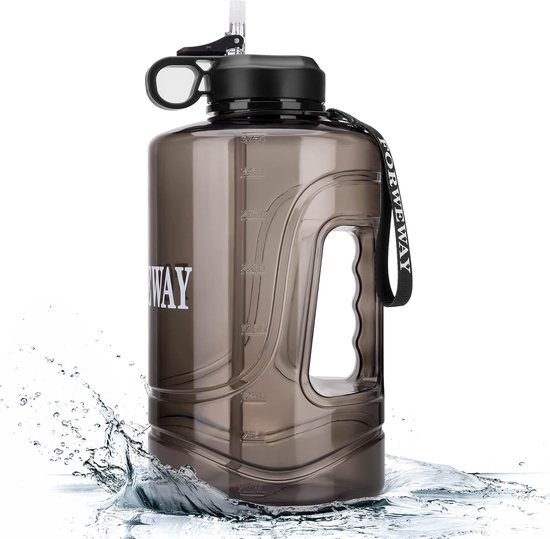Grote Waterfles met Rietje - 1 Gallon Lekvrije Sportwaterfles voor Gym ...