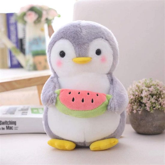 Knuffeldier Pinguïn met Watermeloen - 45 cm - Zacht Pluche Kussen voor ...