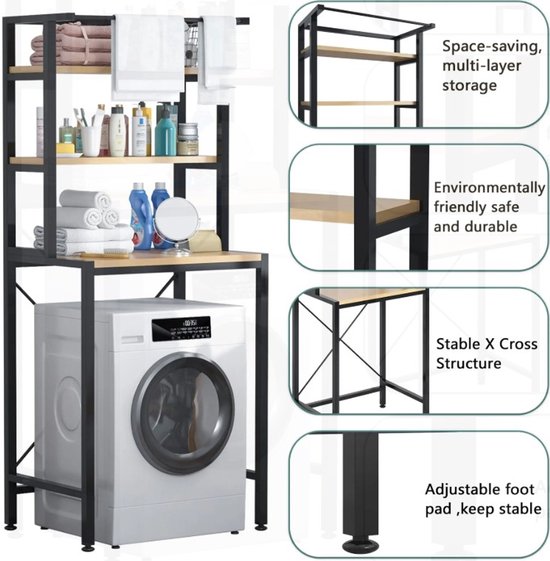 MeubelsvanJoep wasmachine ombouw rek zwart 178 x 60 x 70 cm ...