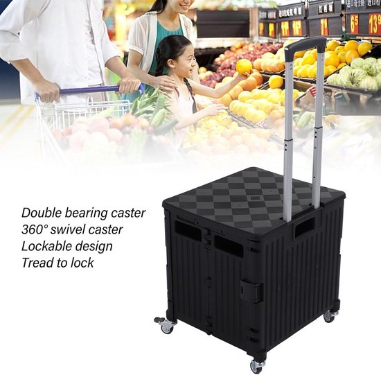 Opvouwbare multifunctionele trolley met telescoopgreep - rolkist ...
