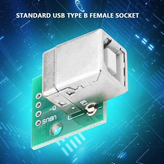 USB Type B Female Socket Breakout Board 2.54mm Pitch Adapter Connector ...