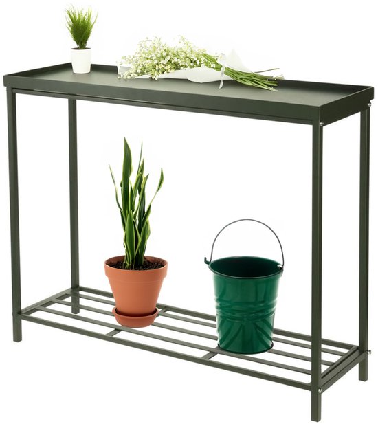 Pro Garden Plantenrek/plantentafel - groen - metaal - 75 x 23 x 60 cm ...