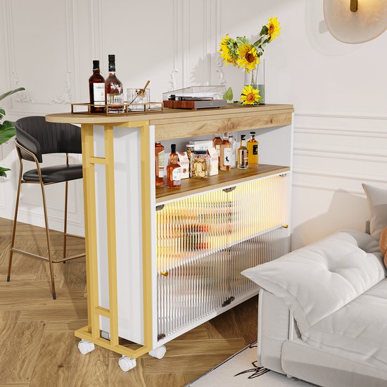 Table de bar extensible Merax sur Roues avec Siècle des Lumières LED ...