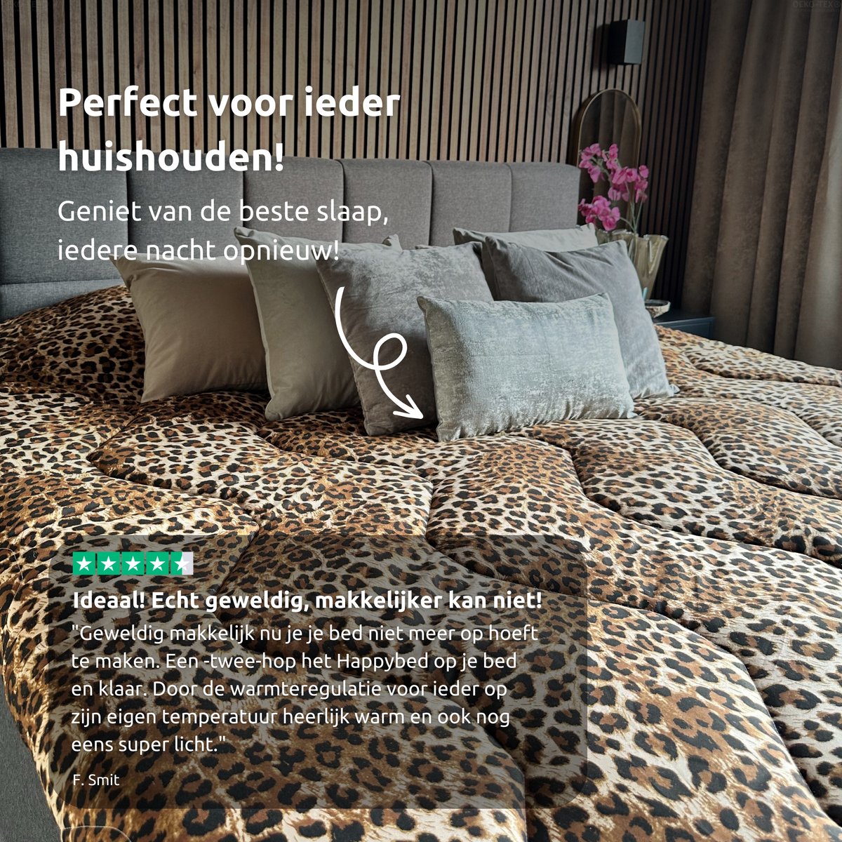 HappyBed | 200x200 cm - Panter dekbed zonder overtrek - Bedrukt dekbed - Gekleurd... | bol.com