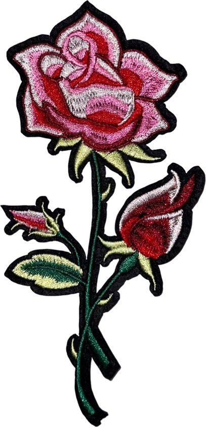 Roos Roze Rood Strijk Embleem Patch 9 cm / 17.8 cm / Roze Rood | bol